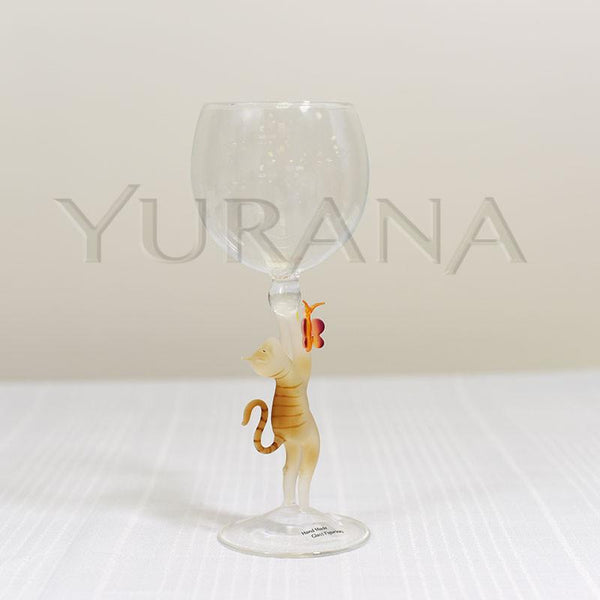 Butterfly Chasing Kitty Wine Glass – Yurana Design