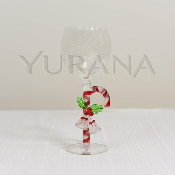 Holly Berries & Candy Cane Wine Glass – Yurana Design