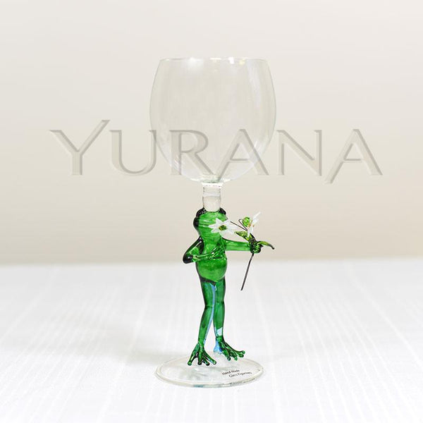 Frog With Flowers Wine Glass – Yurana Design