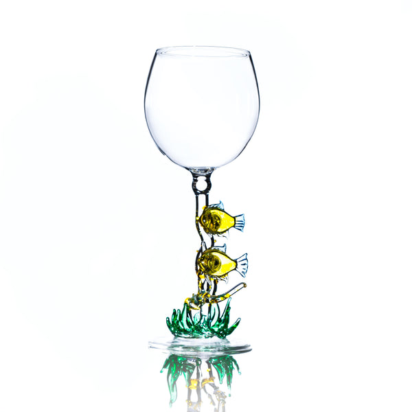 Coral Reef Fish Couple Wine Glass – Yurana Design
